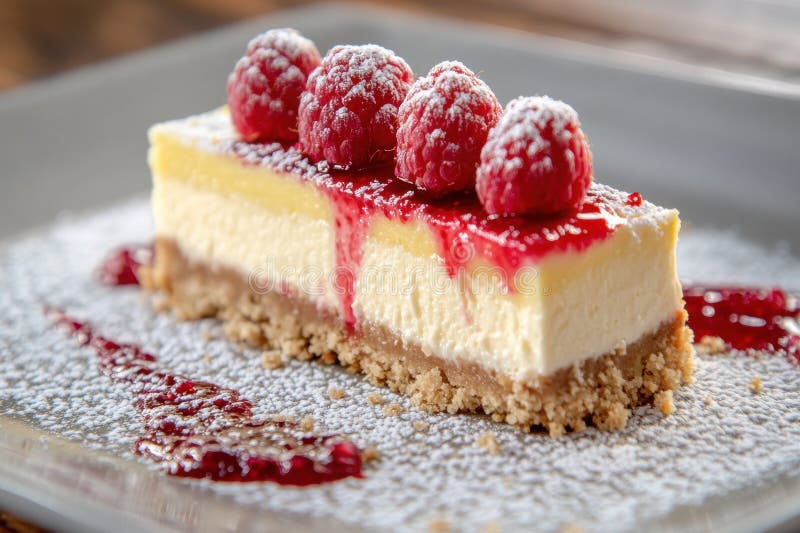 A Rectangular Slice of Cheesecake with a Crumbly Base, Topped with a ...