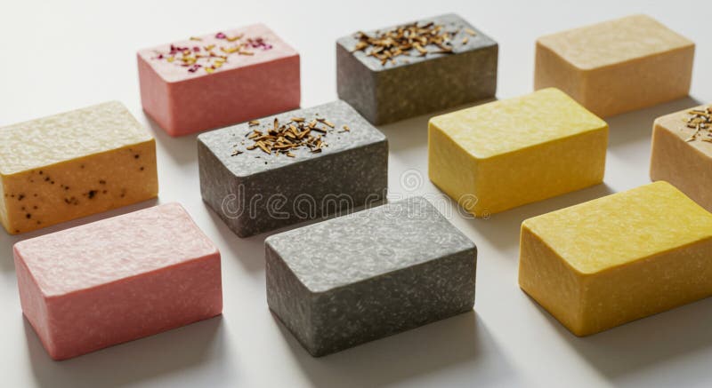 Rectangular Soap Bars Arranged in a Grid Pattern Against a White ...
