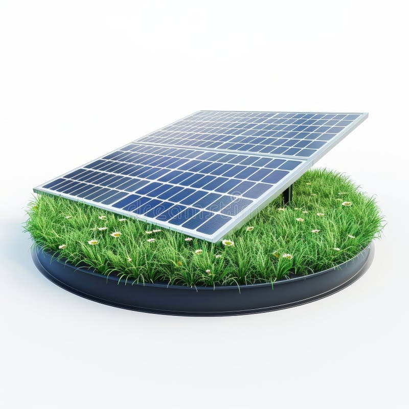 A Rectangular Solar Panel is Placed on a Patch of Grass Stock Photo ...