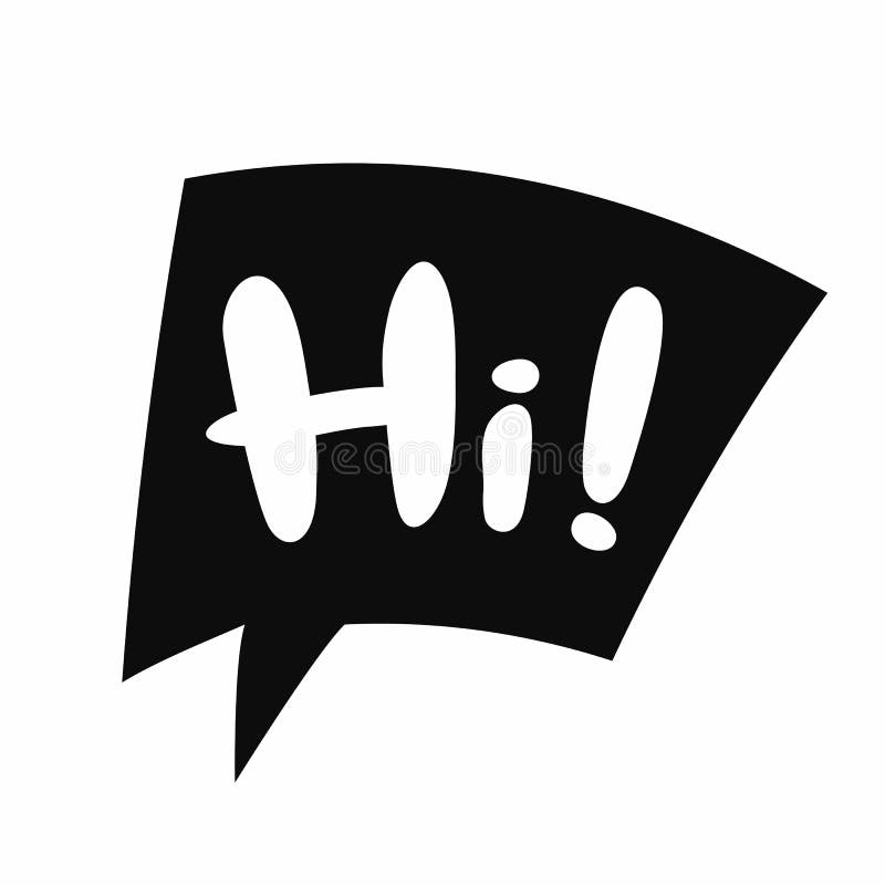 Rectangular Speech Bubble with Handwritten Text Hi! Stock Vector ...