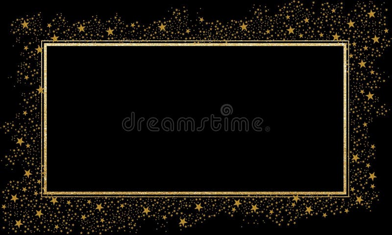 Rectangular or Square Gold Frame with Sparkling Stars 7 Stock Image ...
