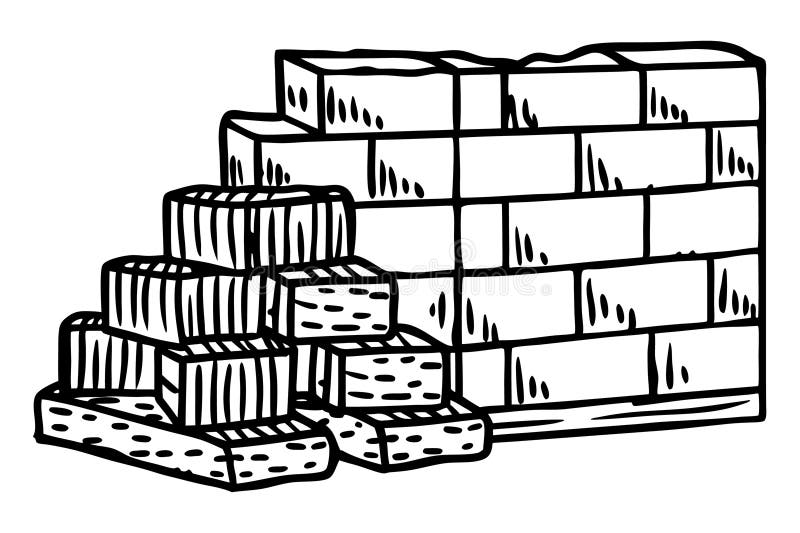 Rectangular Stacked Bricks with Pile of Loose Bricks in Front Masonry ...