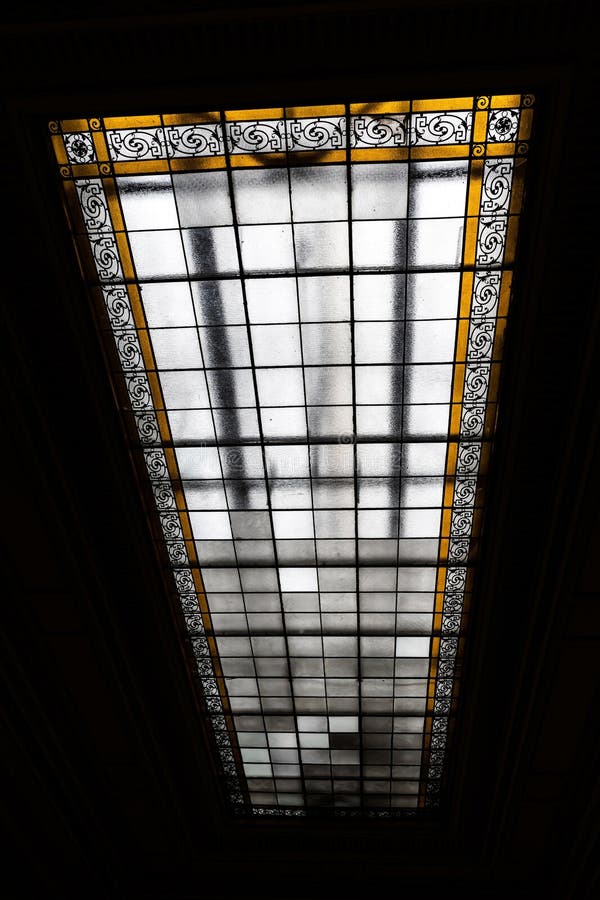 Rectangular Stained Glass in the Ceiling Stock Image - Image of ...
