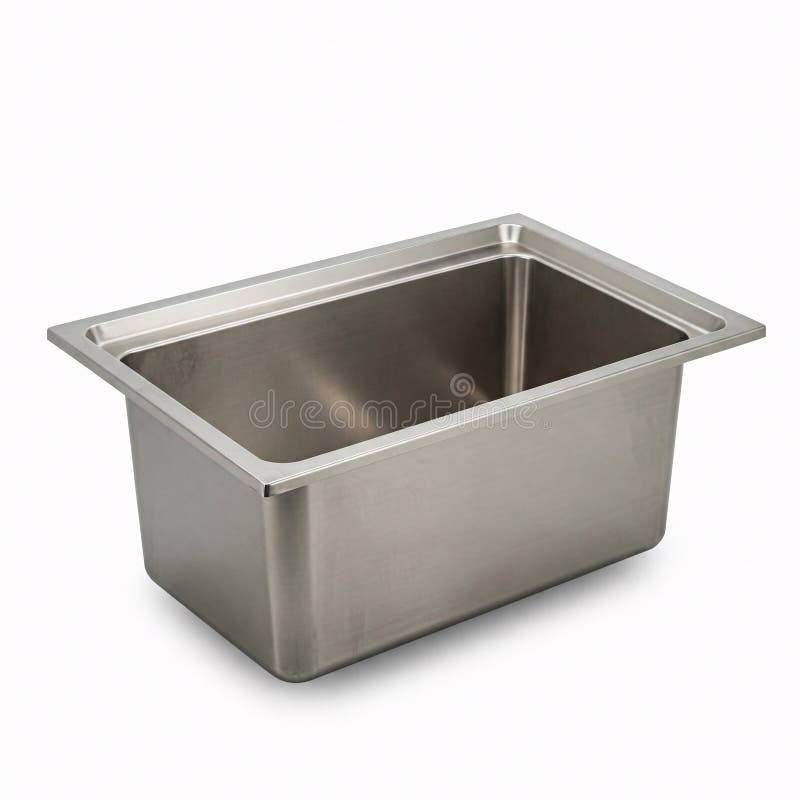 Stainless Steel Box Isolated on White Background Front View Stock ...