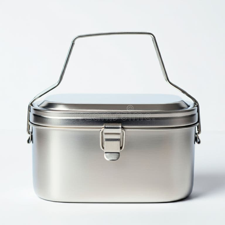 Rectangular Stainless Steel Container with a Hinged Lid and Secure ...