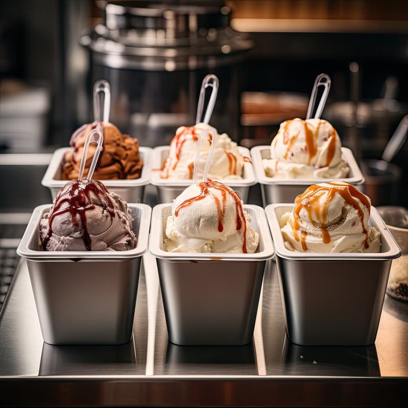 Rectangular Stainless Steel Containers with Different Sorts of Ice ...