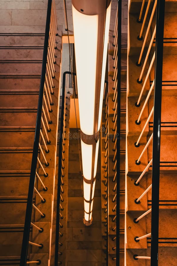 Rectangular Staircase with Light Column, View from Above Stock Photo ...