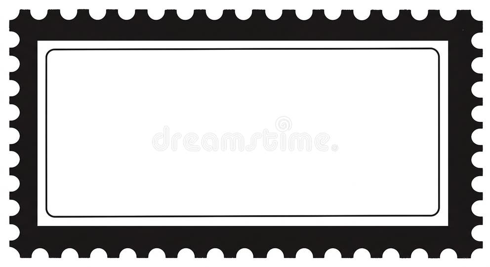 A Rectangular Stamp Border with a Solid Black Outer Edge and White ...
