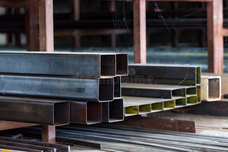 Rectangular Steel for Structural Work. Steel Rectangle Placed on Stock ...