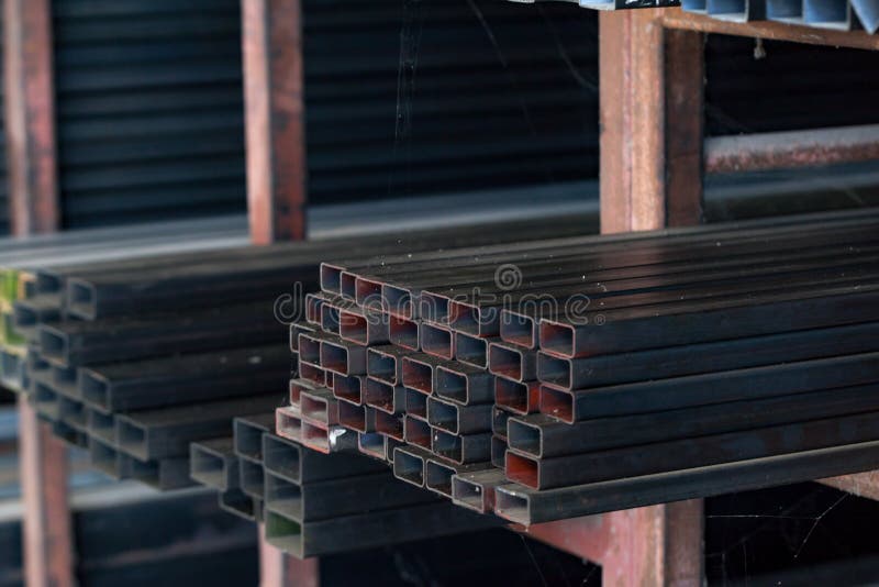 Rectangular Steel for Structural Work. Steel Rectangle Placed on Stock ...