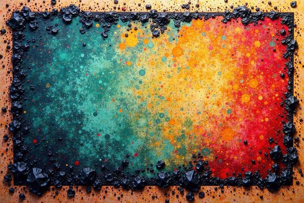 Rectangular Stencil with Heavily Textured, Stained Border, Illustration ...