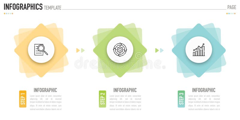 Rectangular 3 Steps Infographic for Business Presentation Stock Vector ...