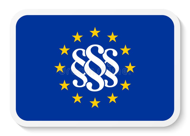 Rectangular Sticker Icon with the EU Flag and Three Paragraph Marks ...