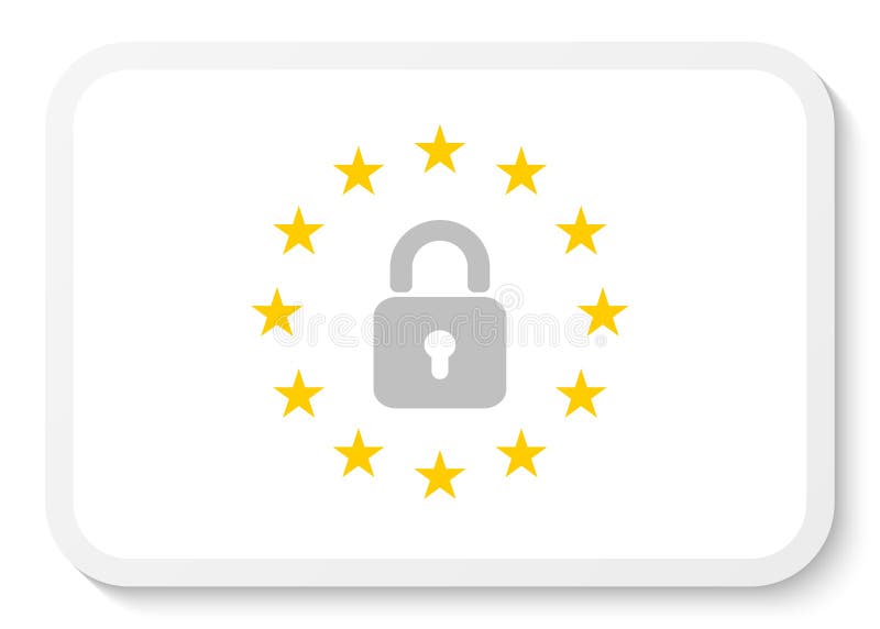 Rectangular Sticker Icon with the Wreath of the EU and a Gray Padlock ...