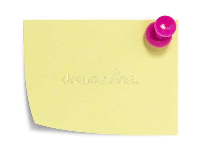 Rectangular Sticky Note with Pink Pin, and Shadow Stock Image - Image ...
