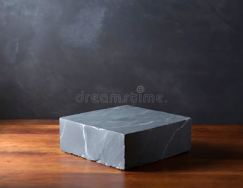 Product Platform - Rectangular Stone Podium on a Wooden Table. Stock ...