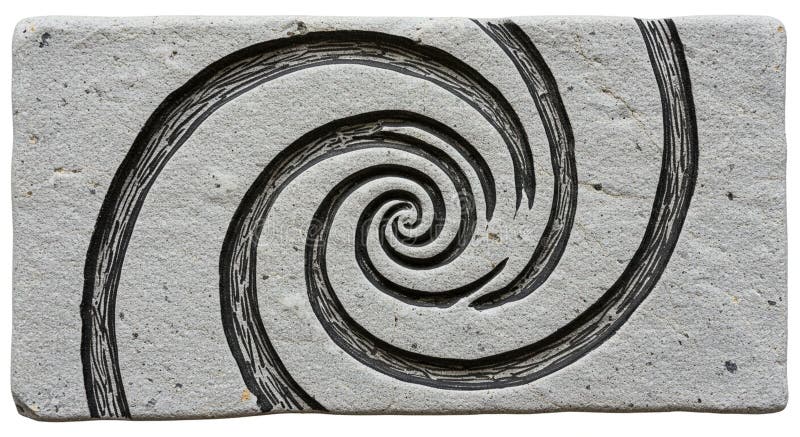 A Rectangular Stone Slab Features an Intricately Carved Spiral Pattern ...