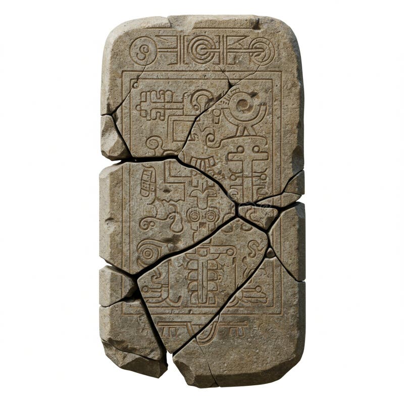 Rectangular Stone Tablet with Intricate, Symmetrical Carvings ...