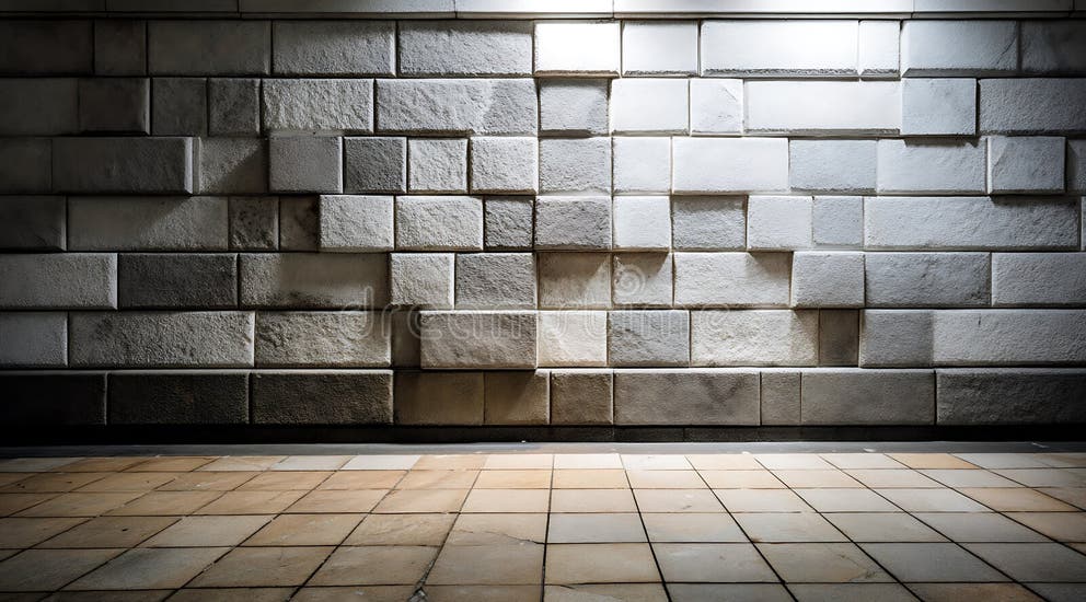 Rectangular Stone Wall with Various-sized Blocks in a Staggered Pattern ...