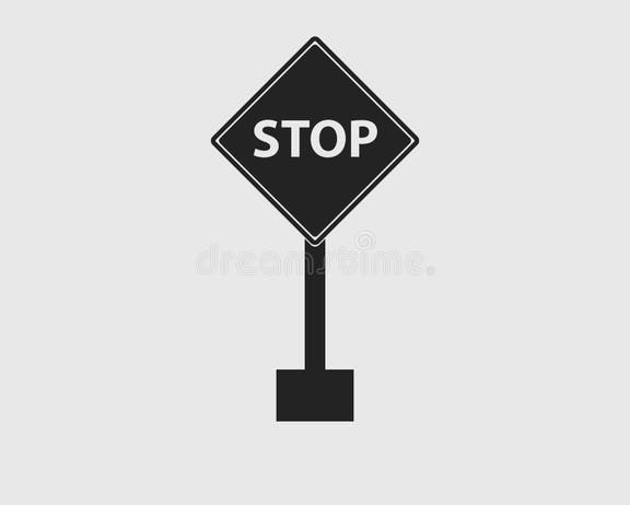 Rectangular Stop Sign of Highway Icon Stock Vector - Illustration of ...