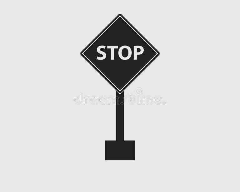 Rectangular Stop Sign of Highway Icon Stock Vector - Illustration of ...