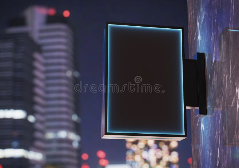 Rectangular Store Sign Mockup 3D Rendering Stock Illustration ...
