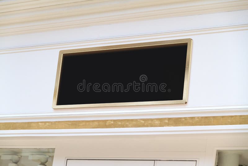 Rectangular Storefront Golden Frame Mockup. Empty Store Signboard on a ...