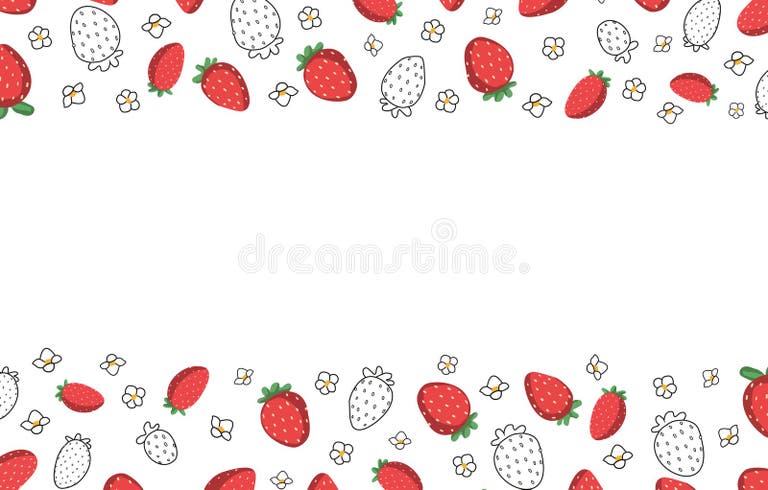 Rectangular Strawberry Frame with Black and White Stock Vector ...