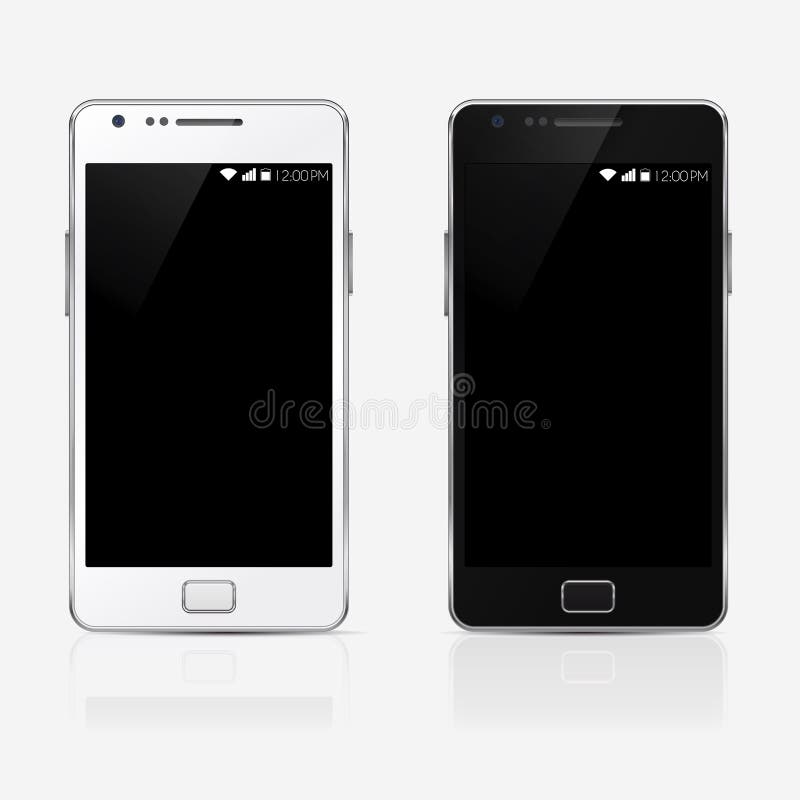 Rectangular Stylish Mobile White and Black Phone Isolated, Realistic ...