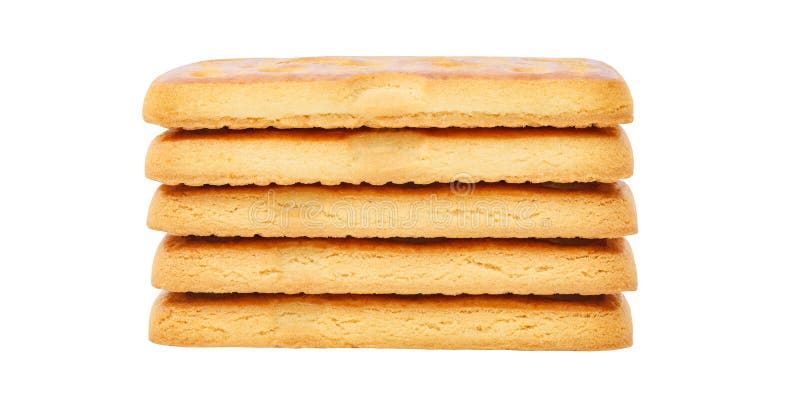 Rectangular Sweet Cookies Five Pieces Stacked One on One, Isolated on ...
