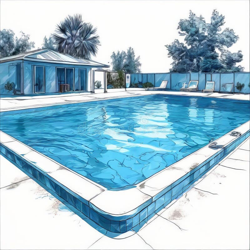 Rectangular Swimming Pool with Blue Water Isolated Stock Illustration ...