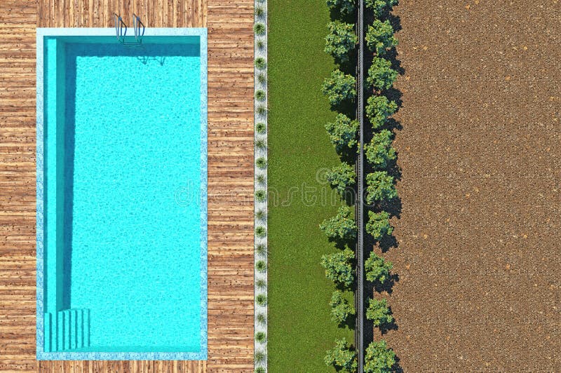 Rectangular Swimming Pool with Fence Top View Stock Illustration ...