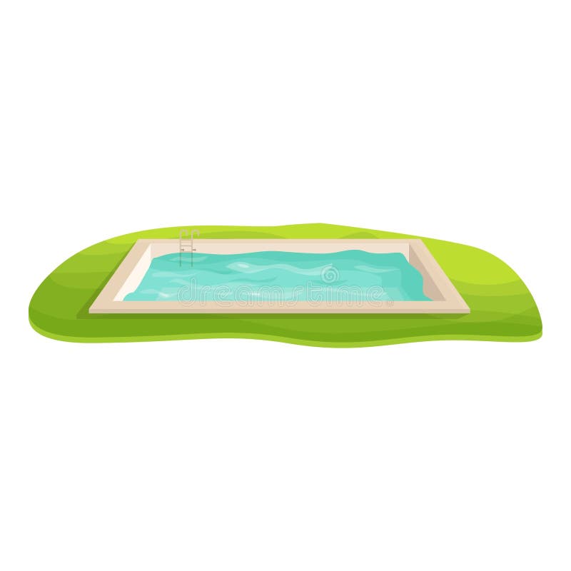 Rectangular Swimming Pool Surrounded by Green Grass Stock Illustration ...