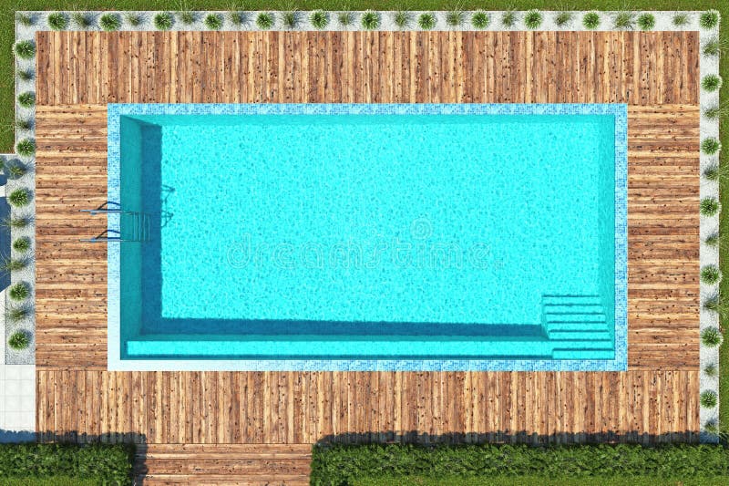 Rectangular Swimming Pool Top View Stock Illustration - Illustration of ...