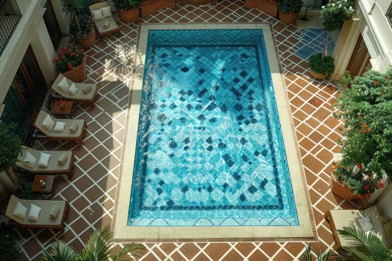 Rectangular Swimming Pool in Tropical Hotel in Backyard with Crystal ...