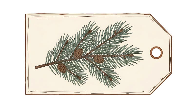 Rectangular Tag with a Hole on the Right. Features an Illustration of a ...