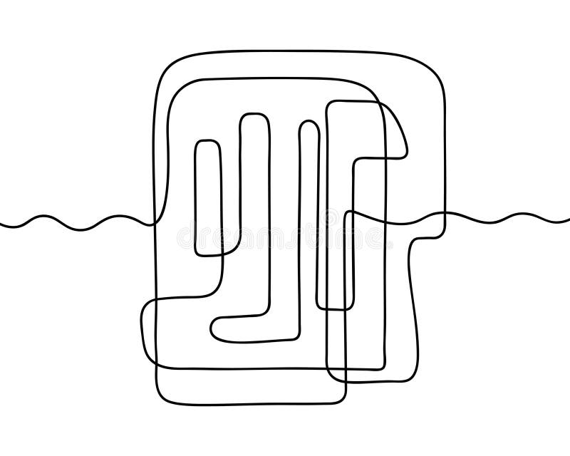 Rectangular Tangled Doodles. Labyrinth Lines from Start To Finish ...