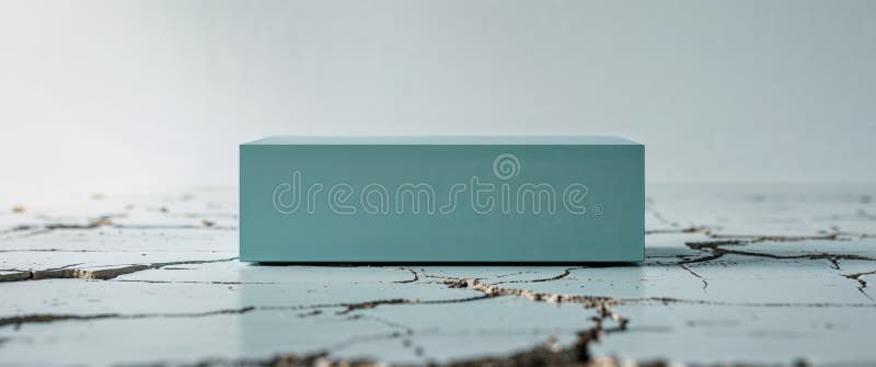 Rectangular Teal Object Resting on Cracked White Surface Stock Photo ...