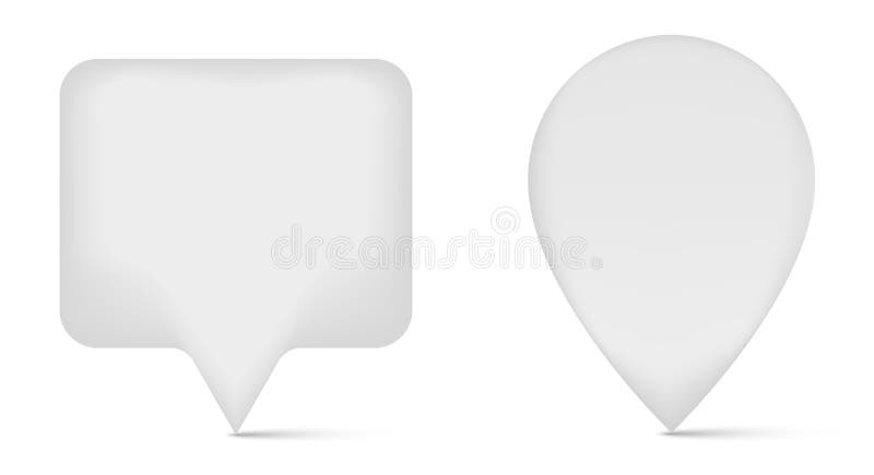 Rectangular and Teardrop Shaped Map Pointers. 3D Realistic Vector Illustration Stock Vector ...