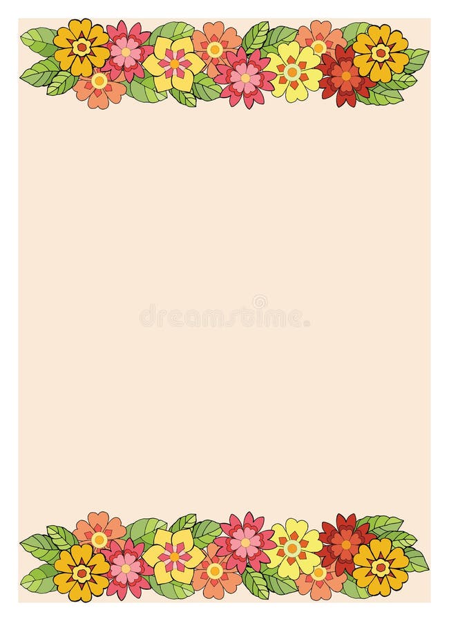 Rectangular Template Frame Decorated with Spring Primrose Flowers Along ...