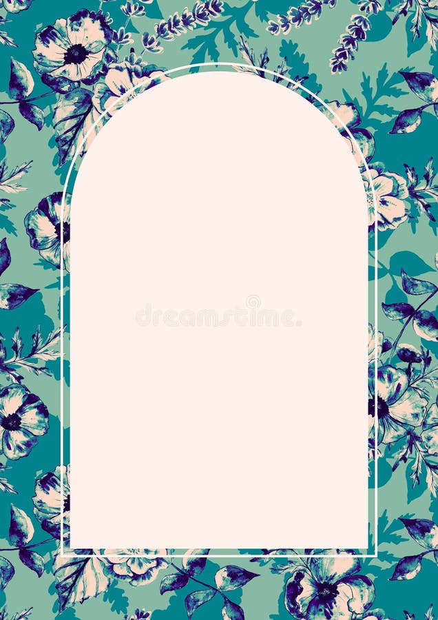 Rectangular A4 Template for Text with Blue Flowers. Frame or Border ...