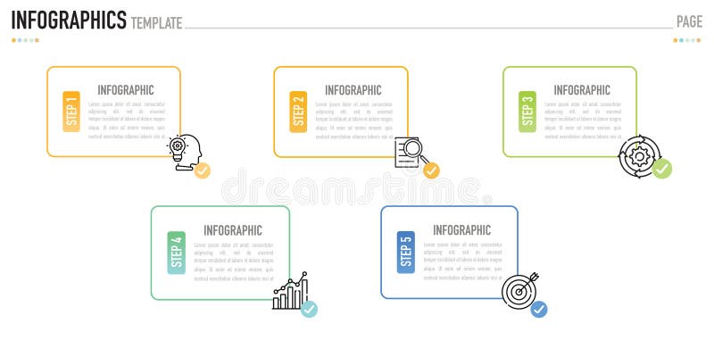 Rectangular Thin Line Infographic for Business Presentation Stock ...