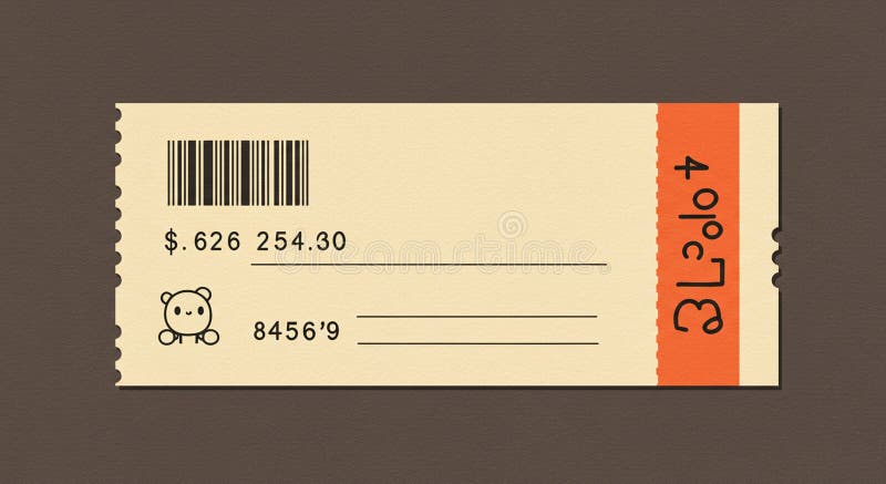 Rectangular Ticket with a Cream Background and Orange Section on the ...