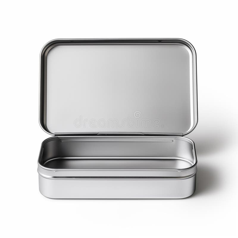 Rectangular Tin Box with an Open Lid. Metal Box for Various Purposes ...