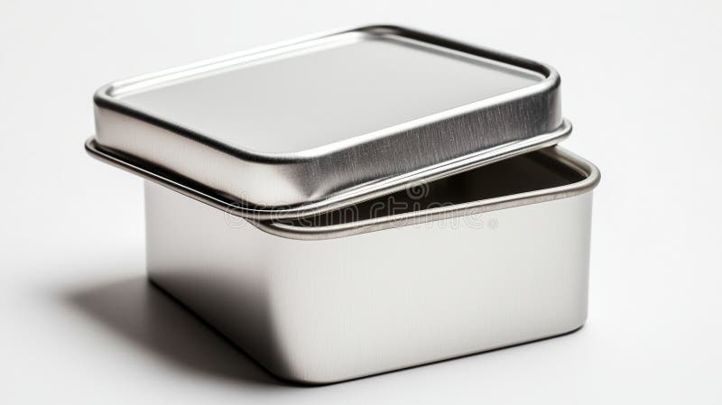 Rectangular Tin Box with an Open Lid. Metal Box for Various Purposes ...