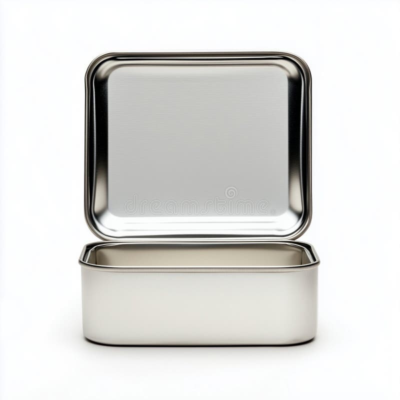 Rectangular Tin Box with an Open Lid. Metal Box for Various Purposes ...