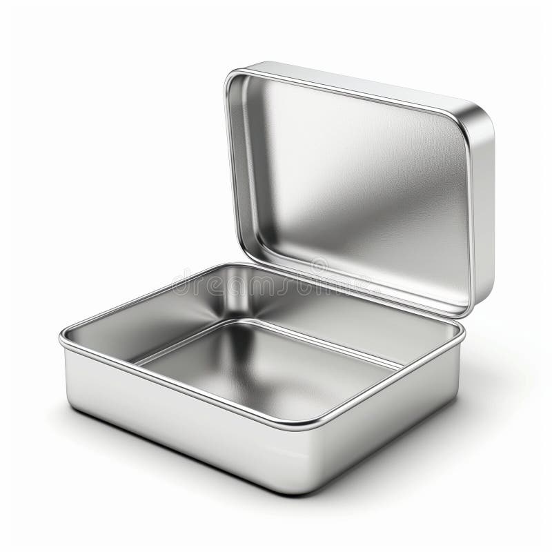 Rectangular Tin Box with an Open Lid. Metal Box for Various Purposes ...