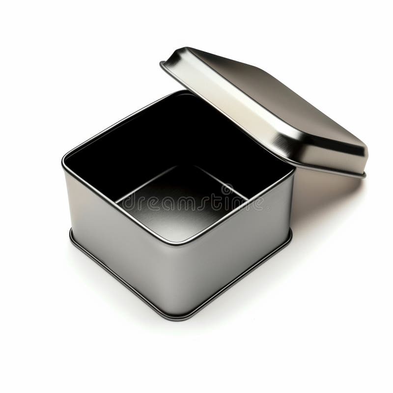 Rectangular Tin Box with an Open Lid. Metal Box for Various Purposes ...