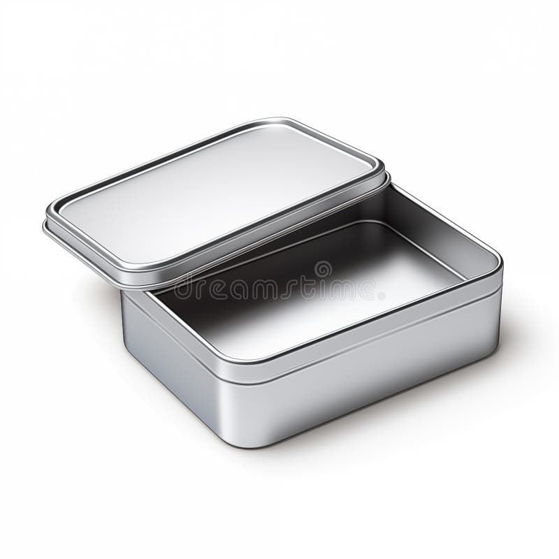 Rectangular Tin Box with an Open Lid. Metal Box for Various Purposes ...