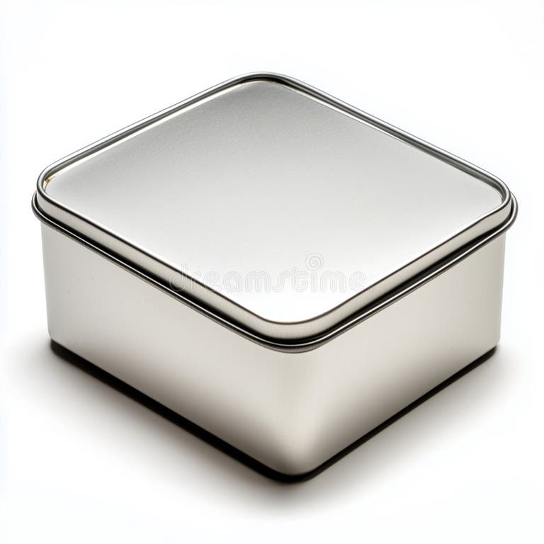 Rectangular Tin Box with an Open Lid. Metal Box for Various Purposes ...